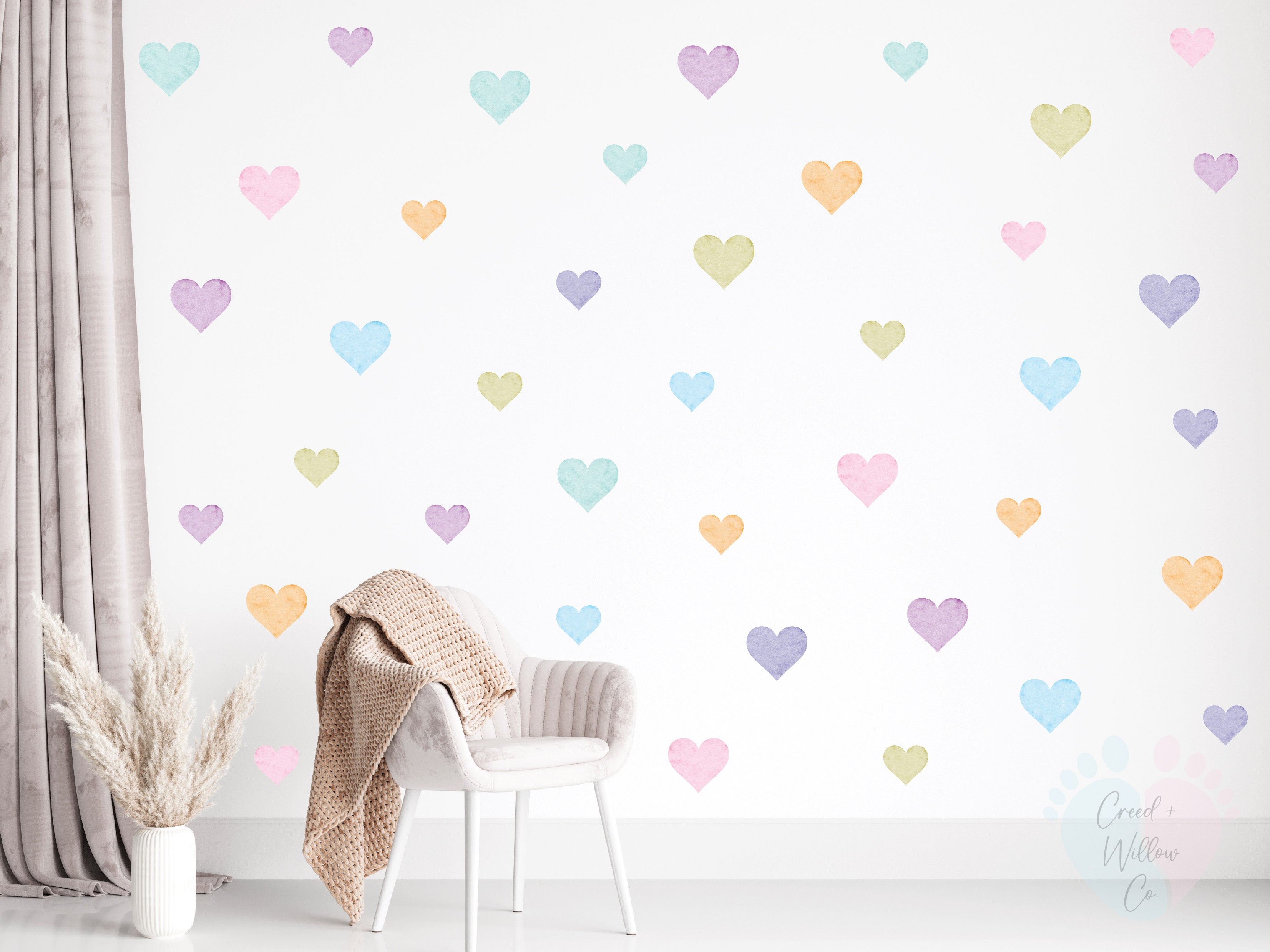 Mini Colourful Love Heart Decals