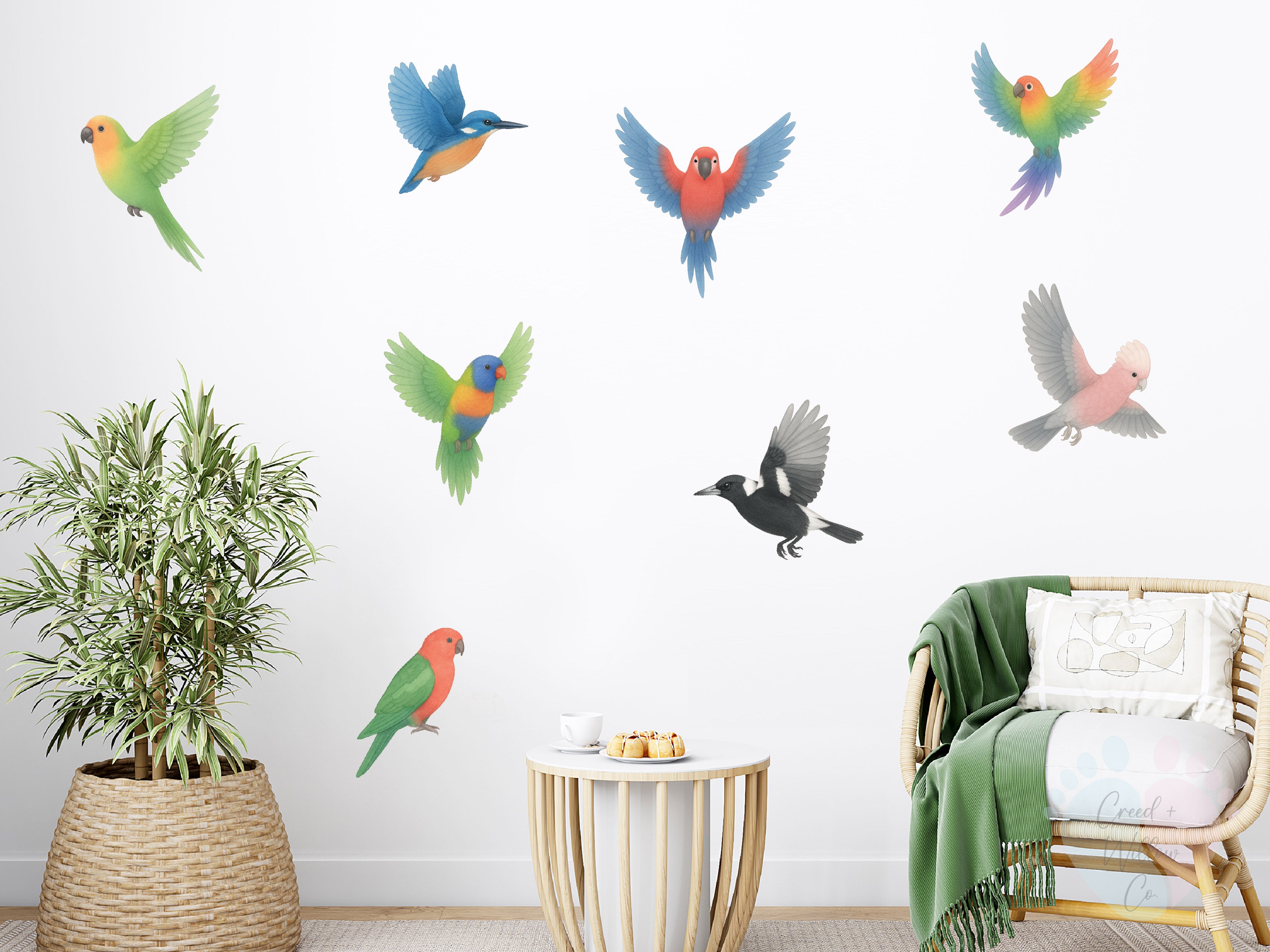 Flying Bird Wall Decal Set | Peel-and-Stick Fabric for Nursery Walls