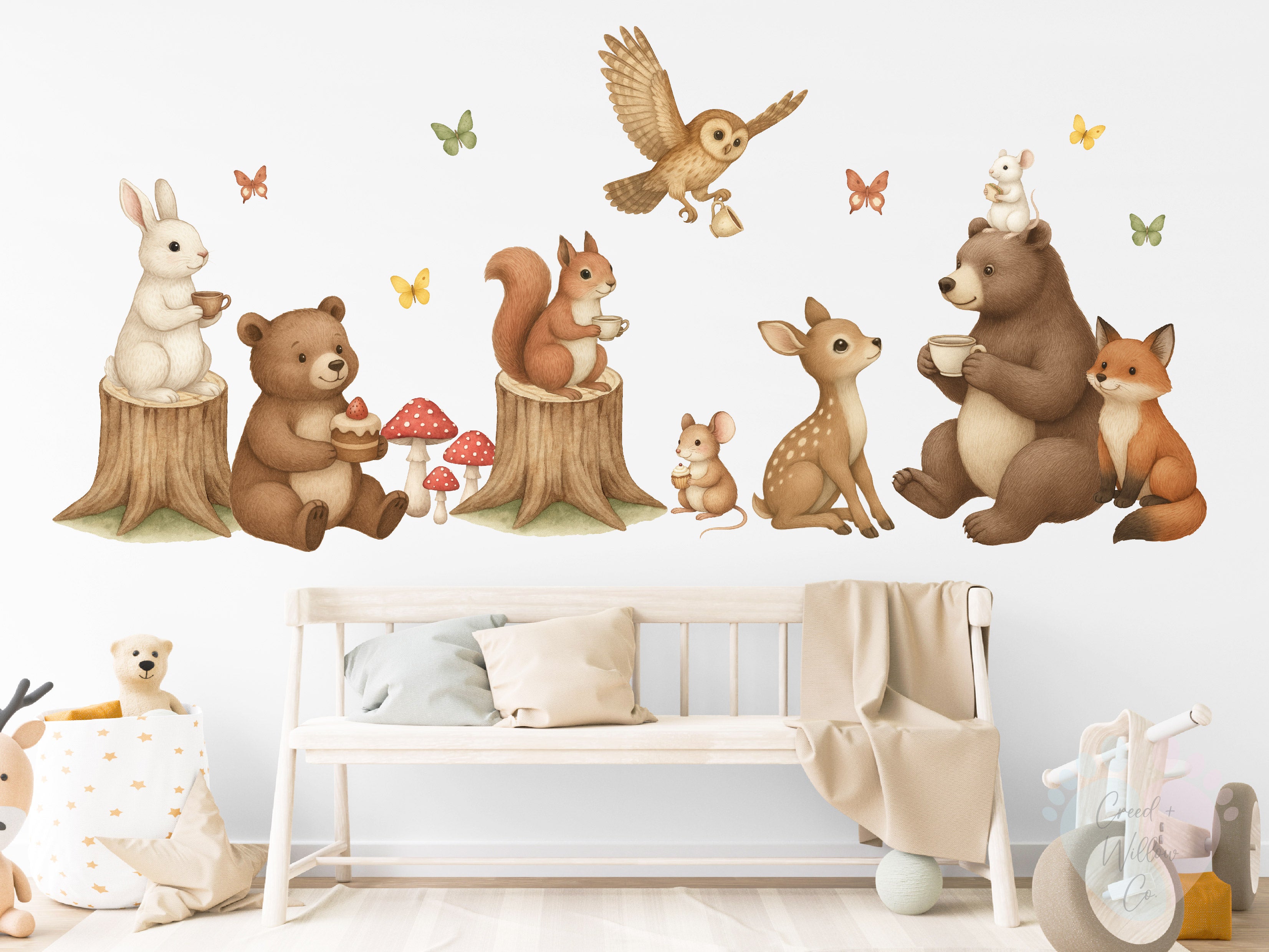 Woodland Animal Tea Party Set | Peelable Fabric for Nature-Inspired ...