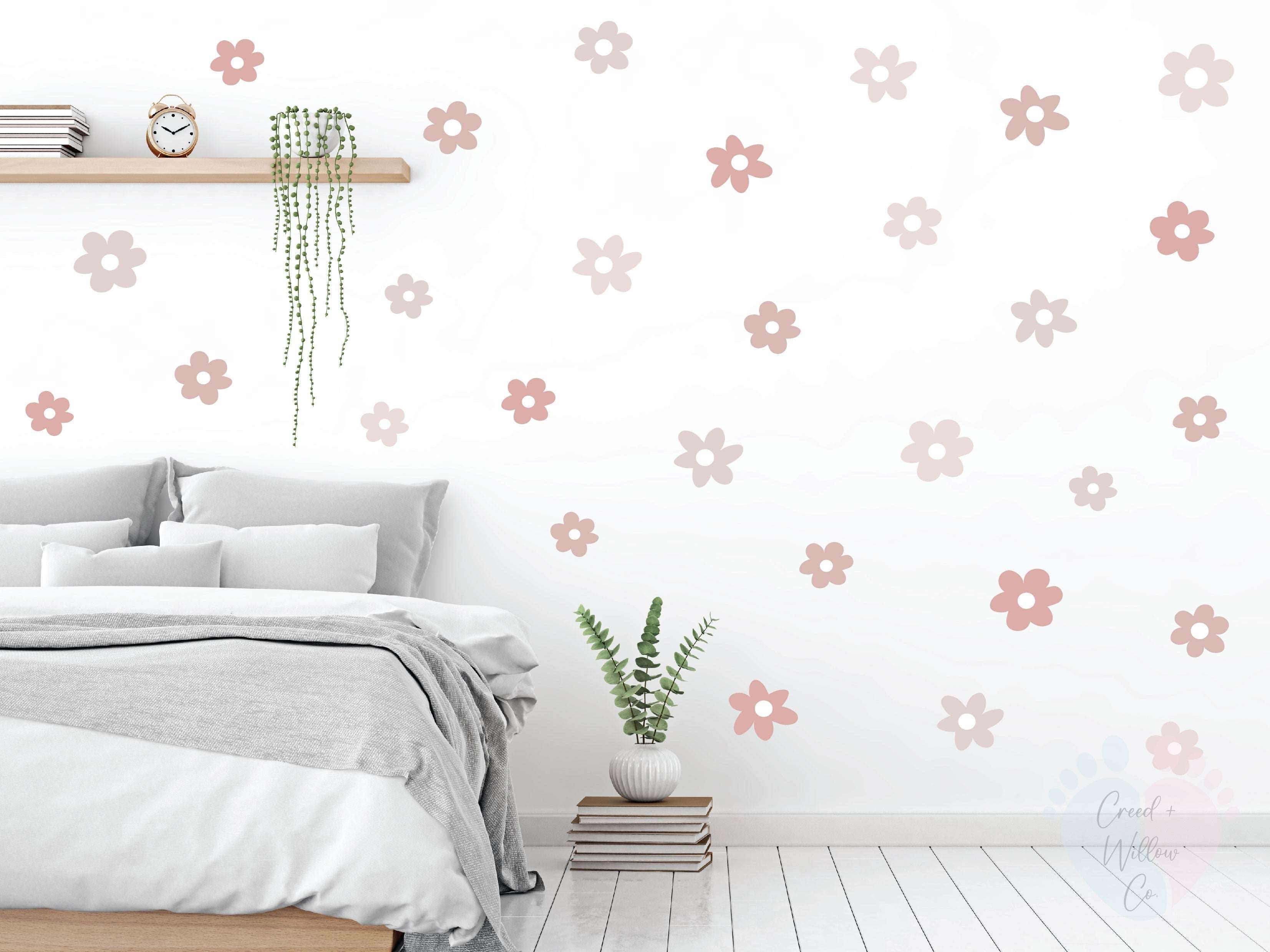 Blush Neutral Daisy Wall Decal | Peel-and-Stick Fabric Floral Wall Art