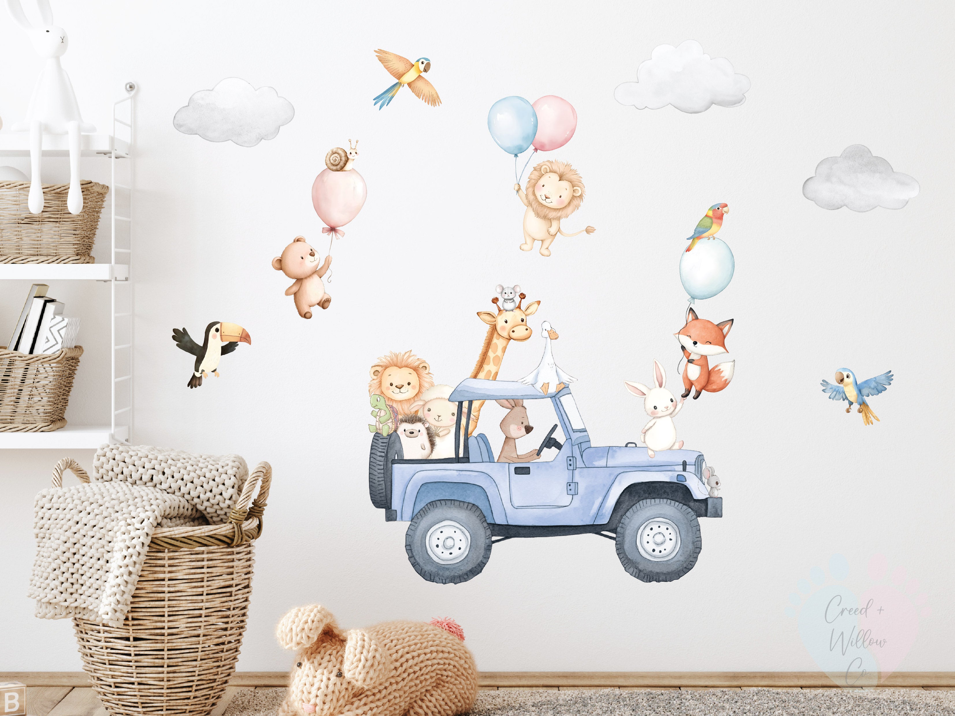 Cute Safari Animal Wall Decal | Removable Fabric Vinyl Nursery Art