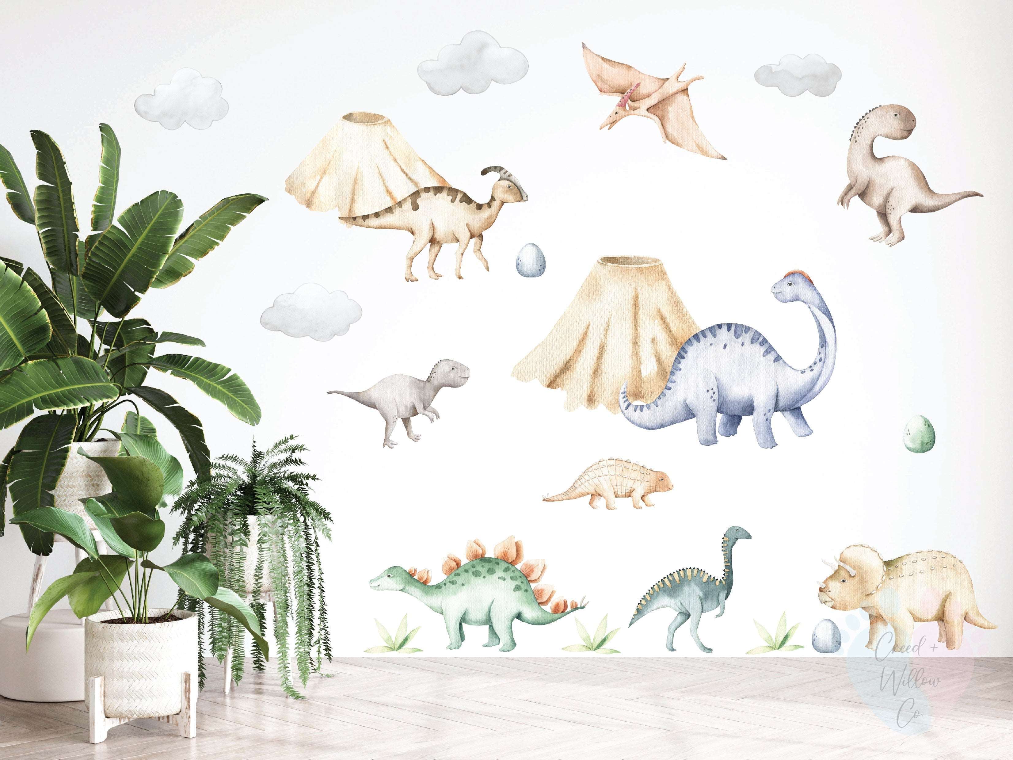 Dino Adventure Wall Decal Set | Peelable Fabric for Boys' Nursery Walls