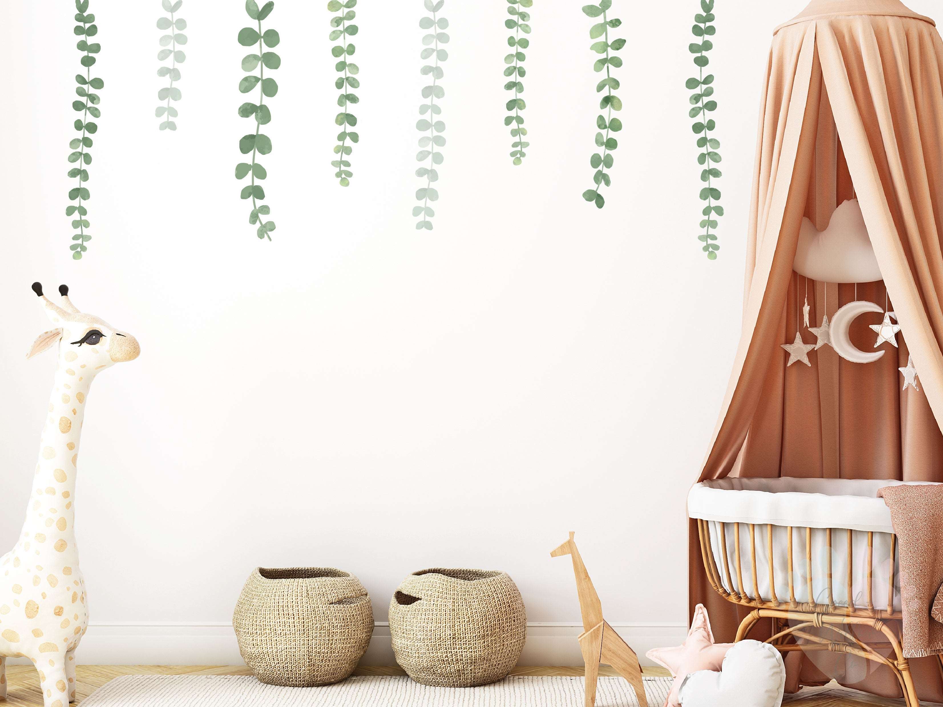 Hanging Greenery Wall Decal Set | Peel-and-Stick Fabric Vines for ...