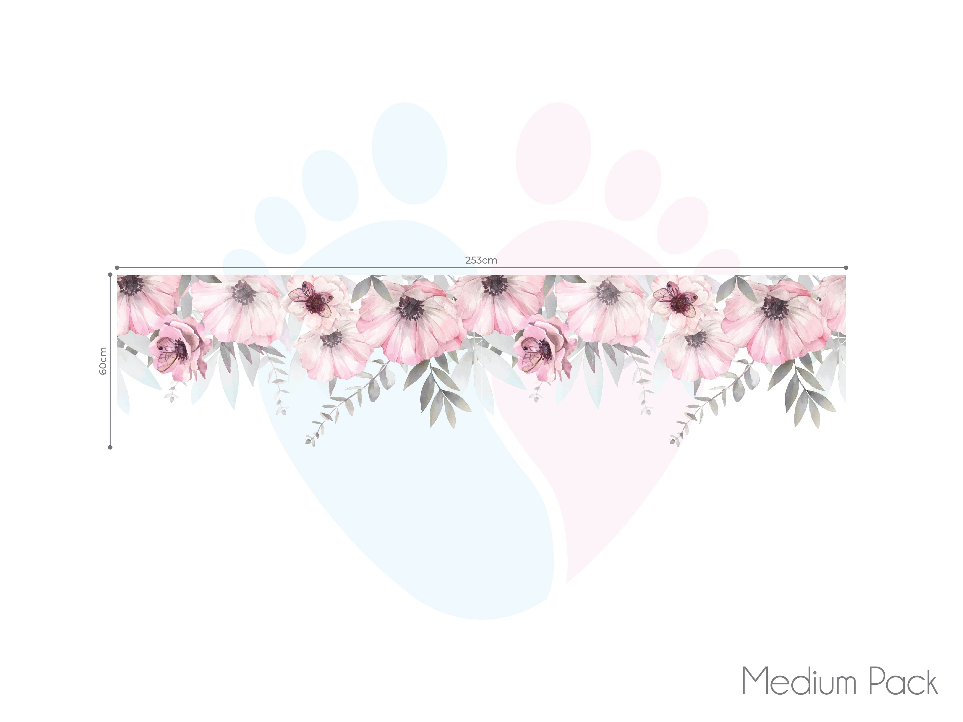 Blush Floral Border Wall Decal | Peel-and-Stick Fabric for Nursery ...